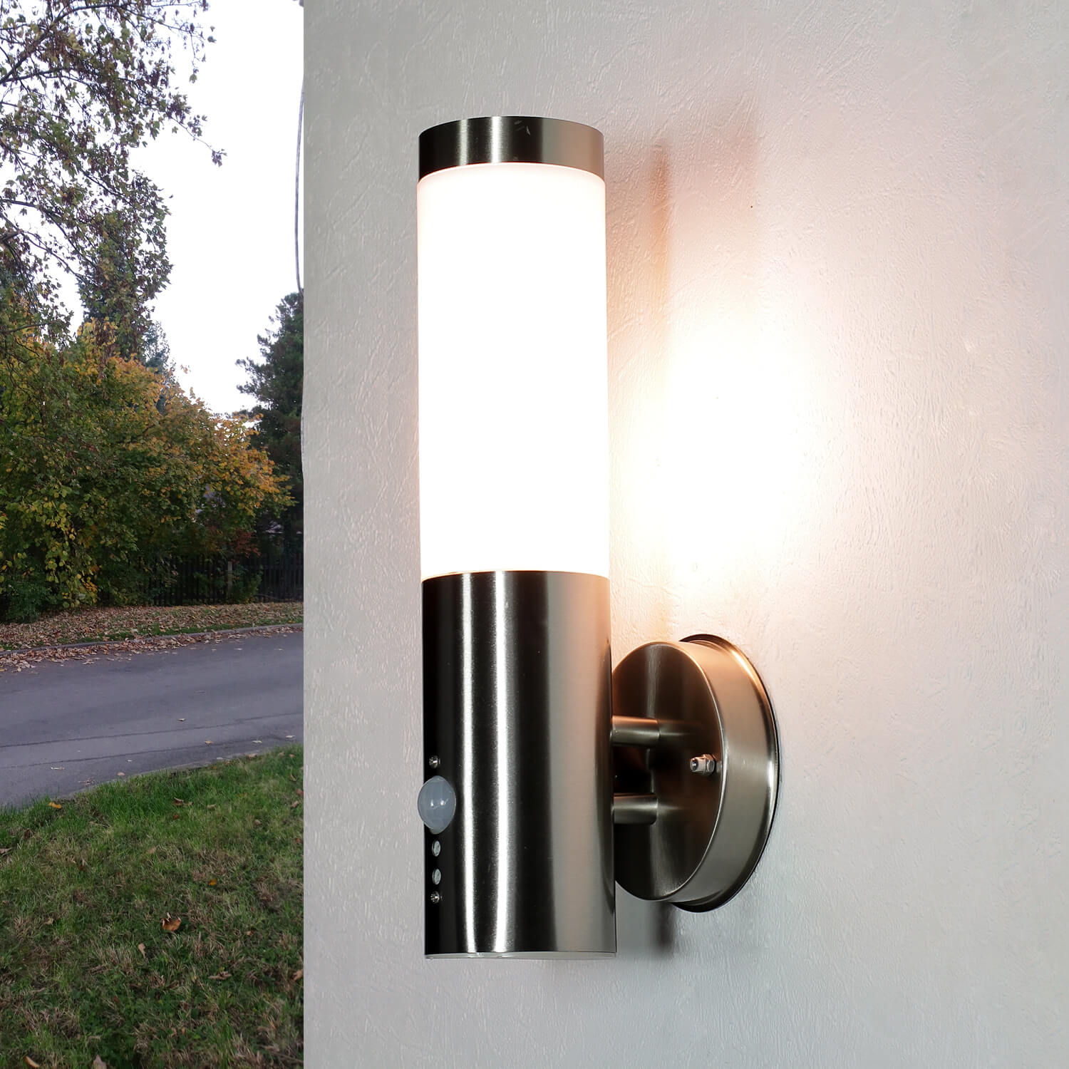 Vorschau: Außenlampe mit Bewegungssensor Edelstahl IP44